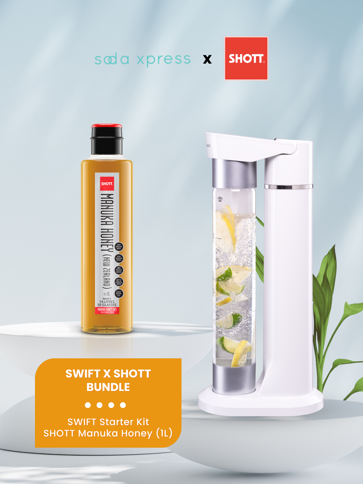 SHOTT Beverages Manuka Honey Syrup 1L x SodaXpress SWIFT Starter Kit – sodaxpress